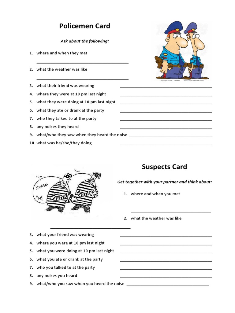 Alibi-Game Past Continuous | PDF