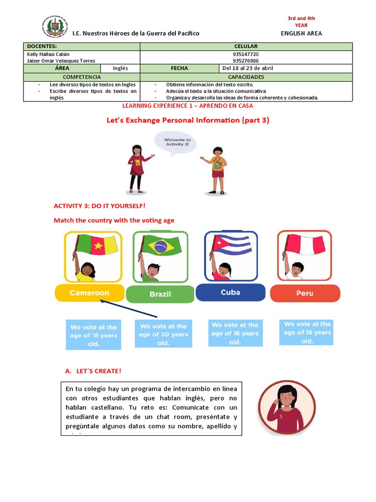 Let S Exchange Personal Information (Part 3) - Worksheet | PDF