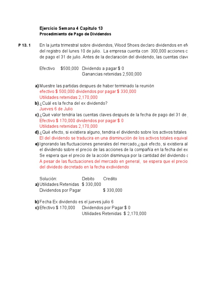 Ejercicio Resueltos 13 y 14 Finanzas Administrativas III | PDF | Compartir (Finanzas) | Dividendo