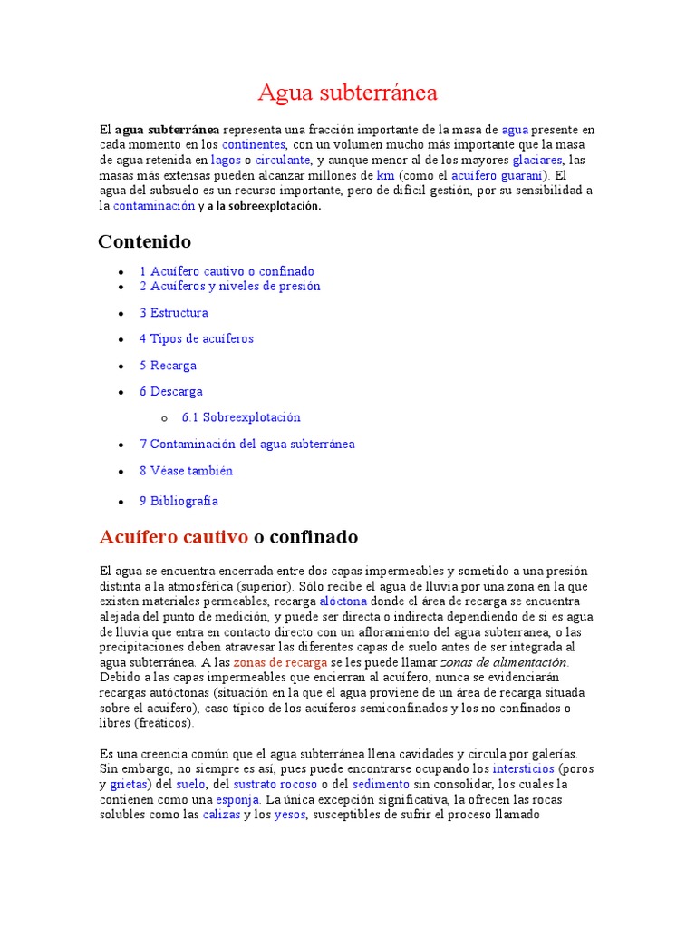 Agua Subterránea | PDF | Agua subterránea | Agua Agua Subterránea | PDF | Agua subterránea | Agua