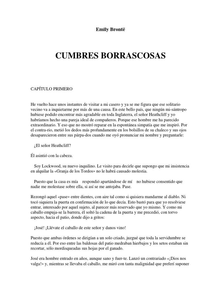 14 Cumbres Borrascosas Autor Emily Brontë | PDF | cumbres borrascosas