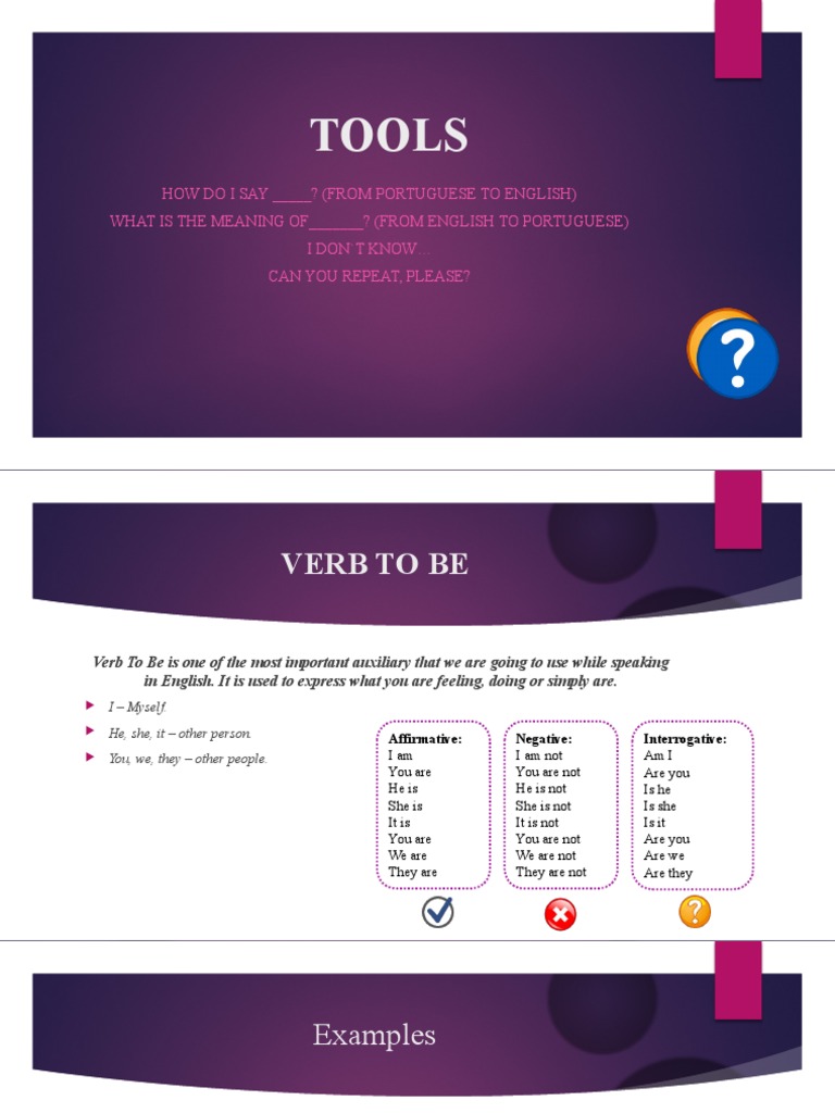 A1 Verb To Be | PDF