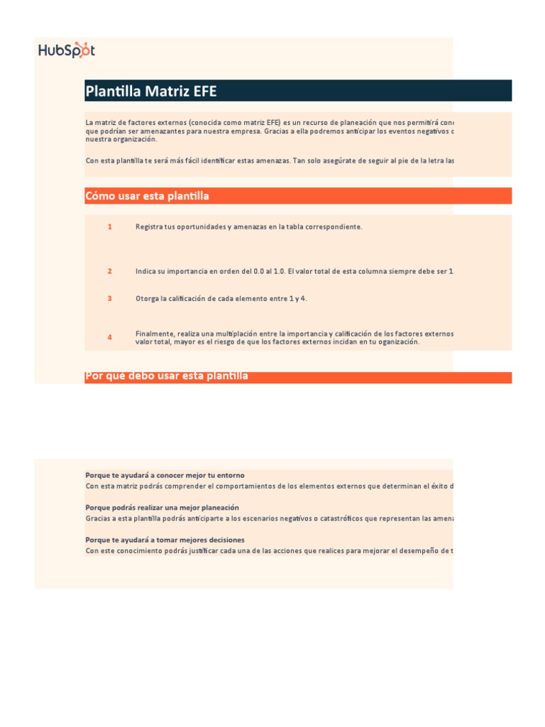 Plantilla Matriz EFE | PDF | Matriz (Matemáticas) | Planificación