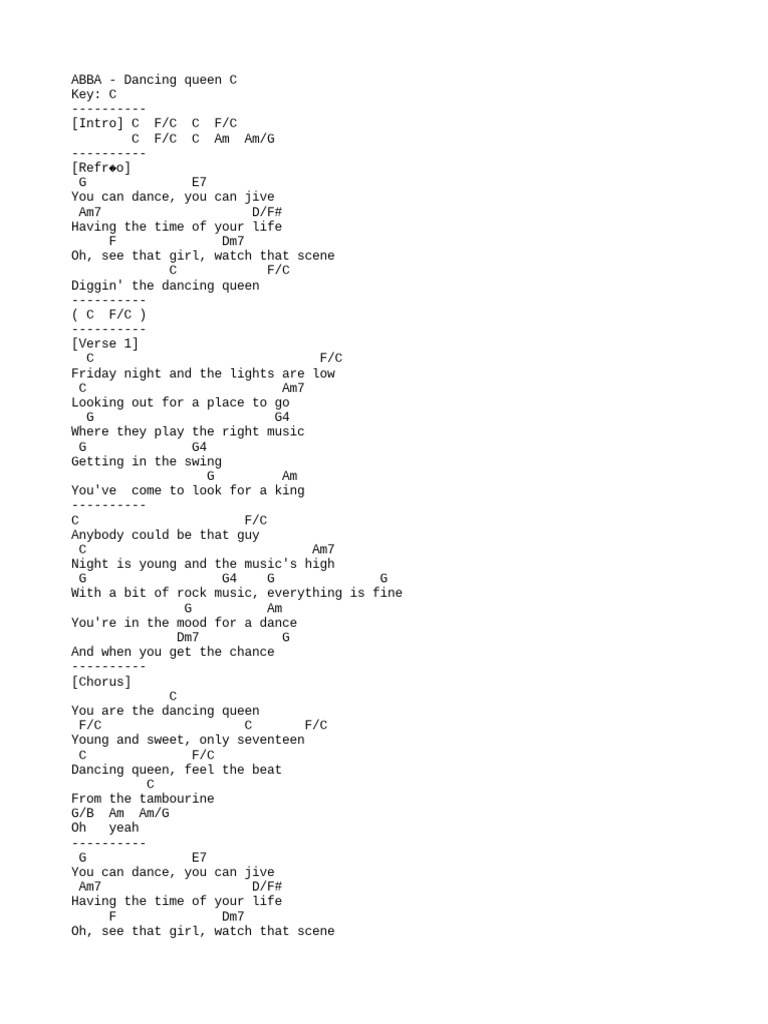 ABBA - Dancing Queen C - ABBA | PDF | Performing Arts | Musical Forms