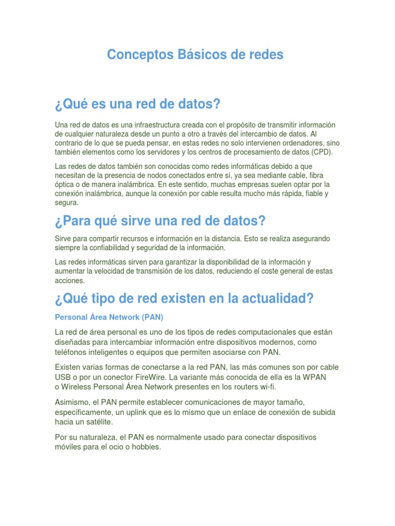Conceptos Básicos de Redes | PDF | Red de computadoras | Wifi