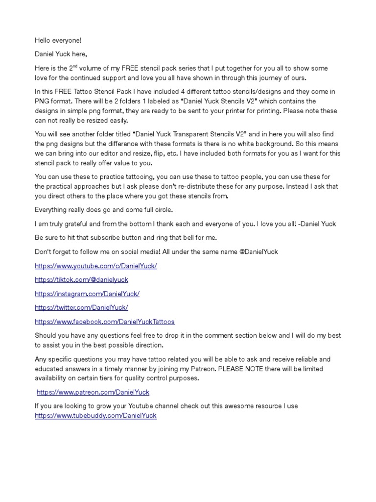 Daniel Yuck Stencil Pack V2 | PDF