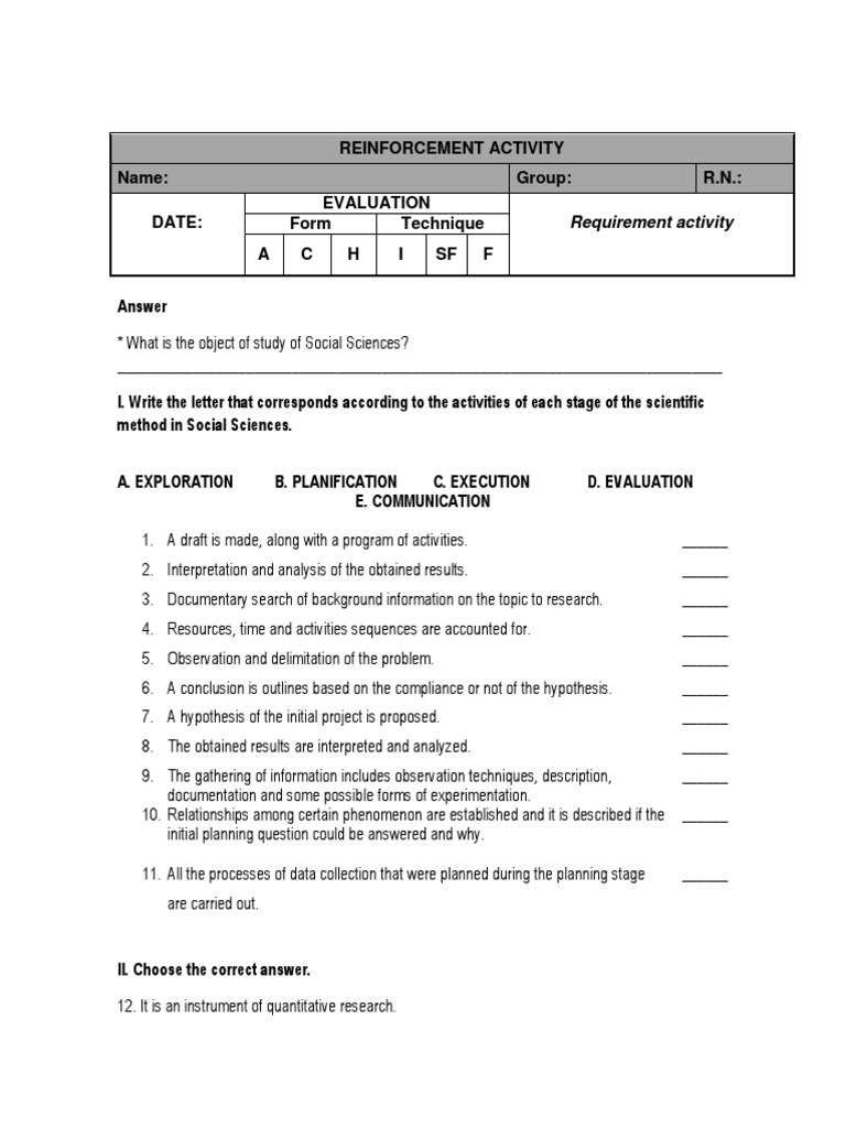 Reinforcement Activity 4 | PDF | Methodology | Observation