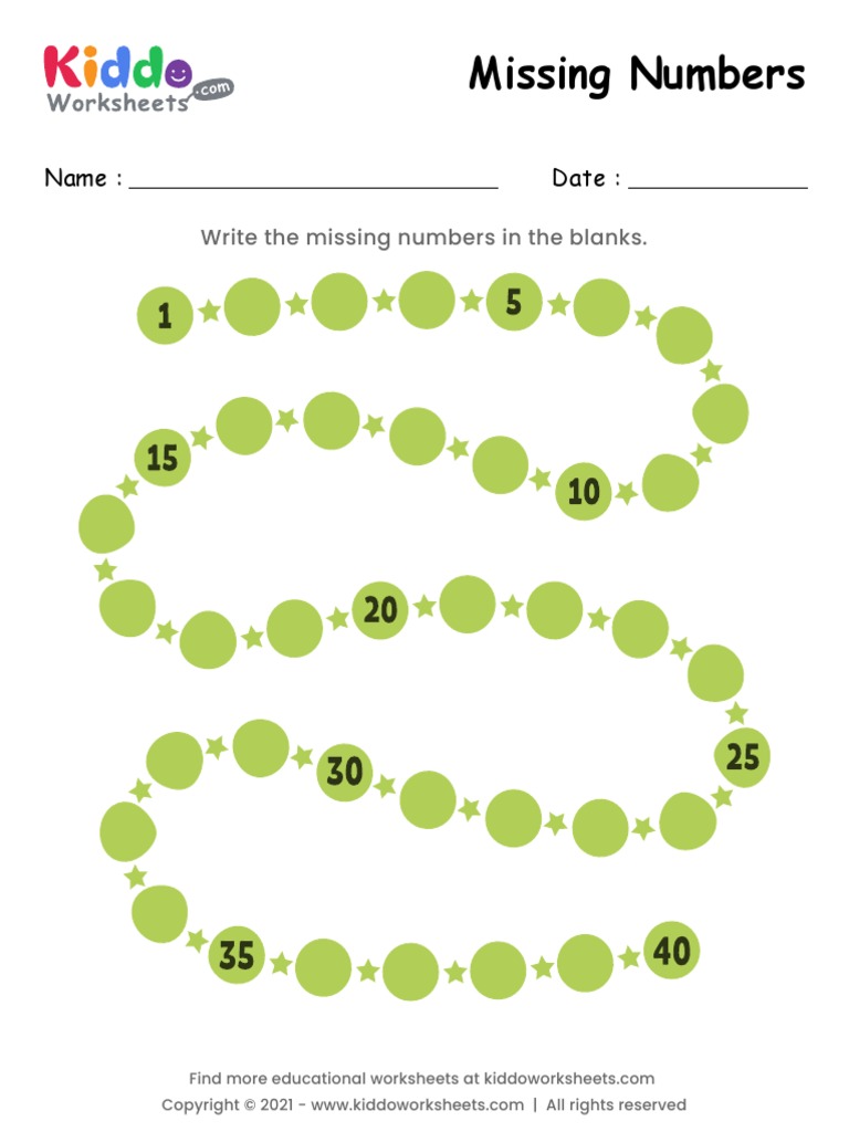 Caterpillar Missing Numbers Worksheet | PDF