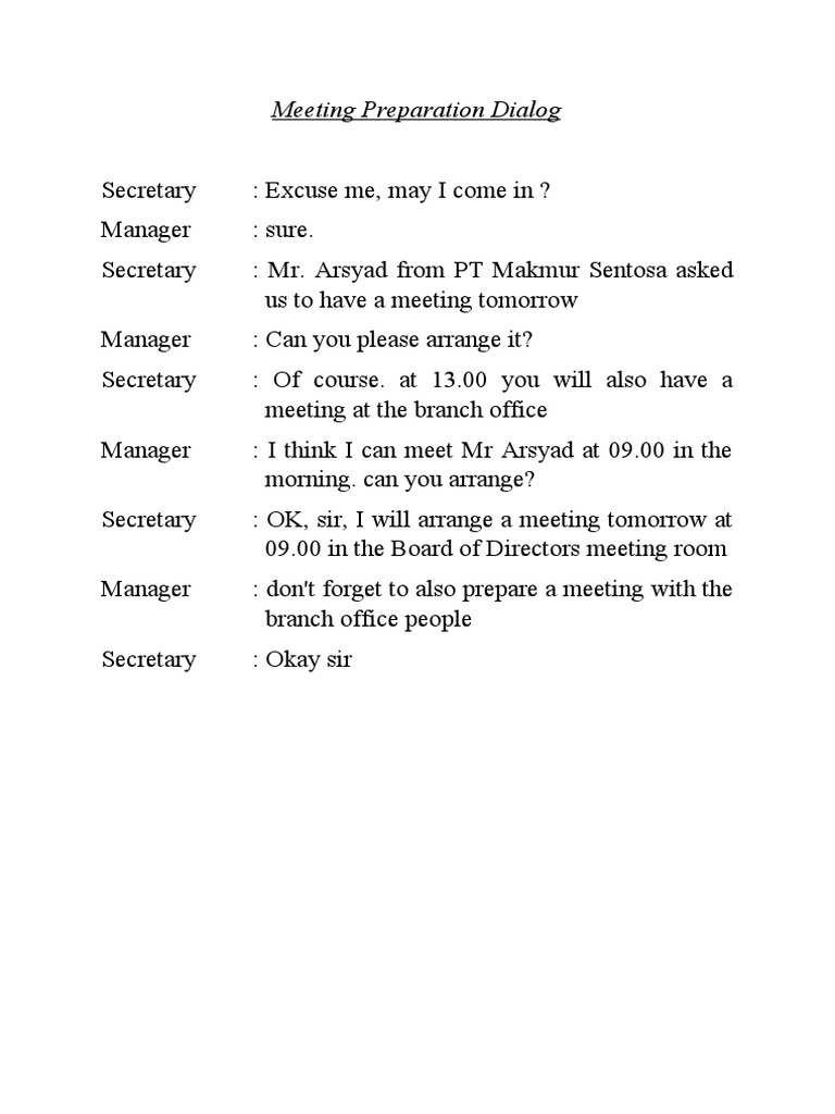 Meeting Preparation Dialog | PDF