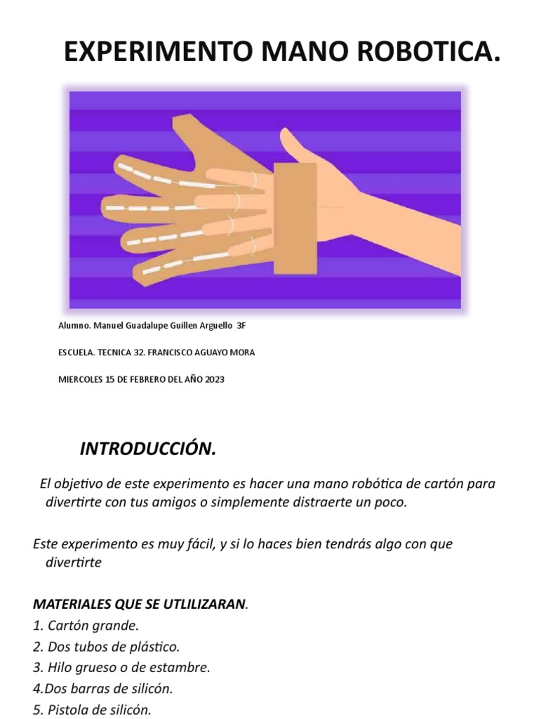 Experimento Mano Robotica | PDF
