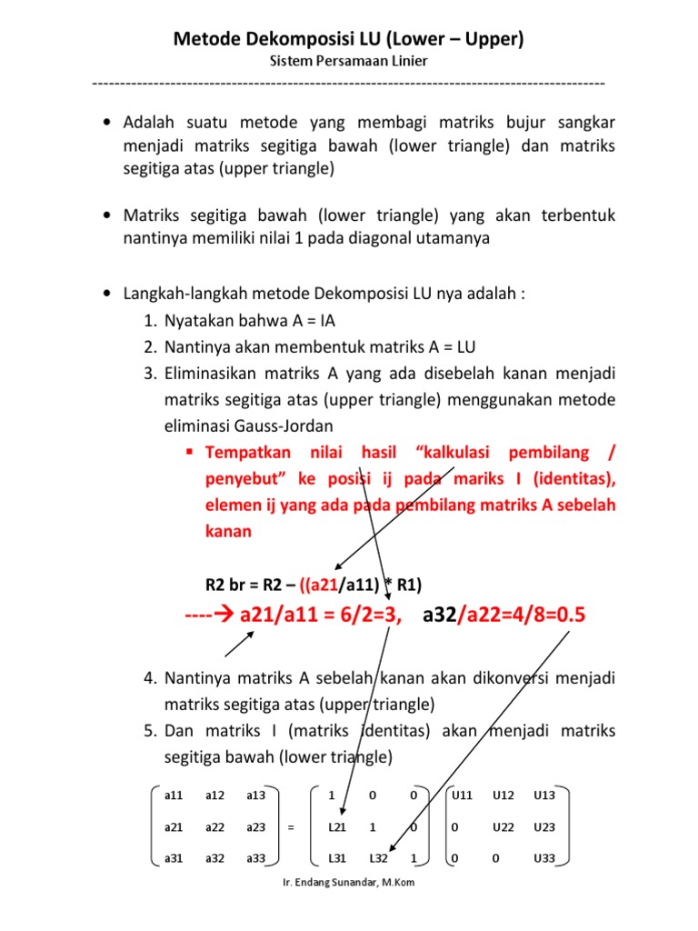 Dekomposisi LU: Metode dan Contoh | PDF