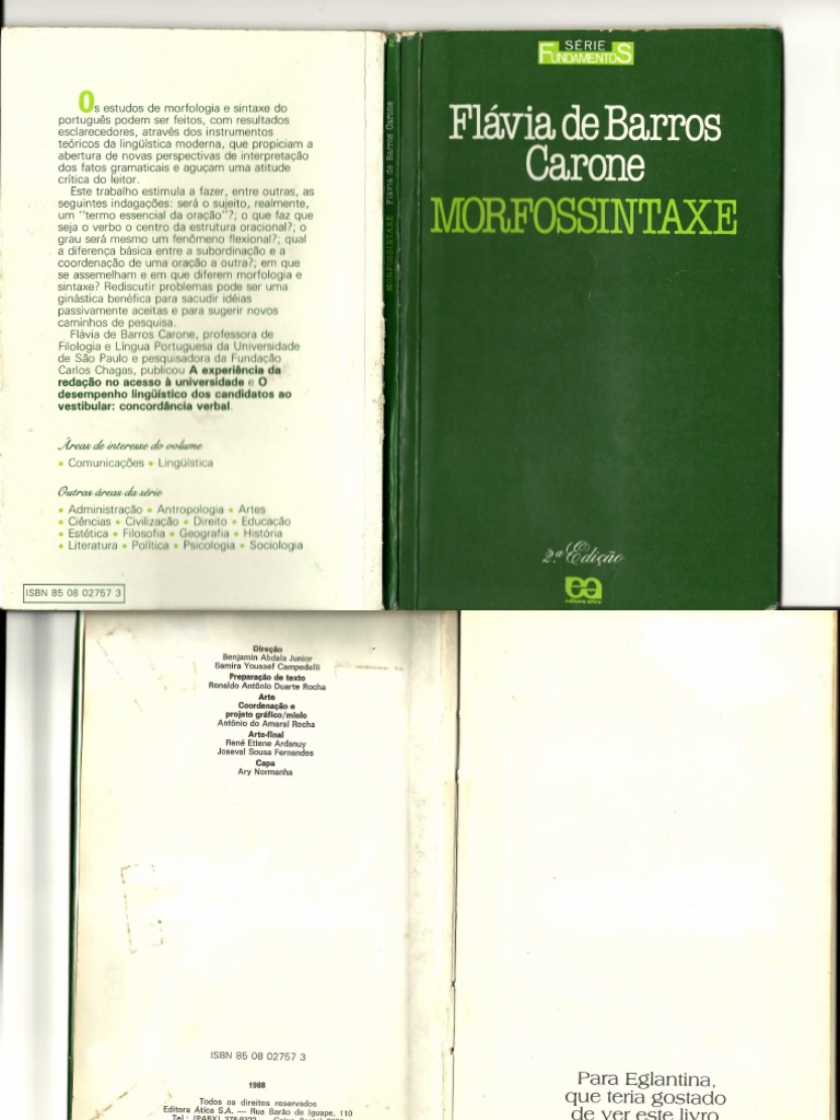 Morfossintaxe (Série Fundamentos) (Portuguese Edition) (Flávia de ...