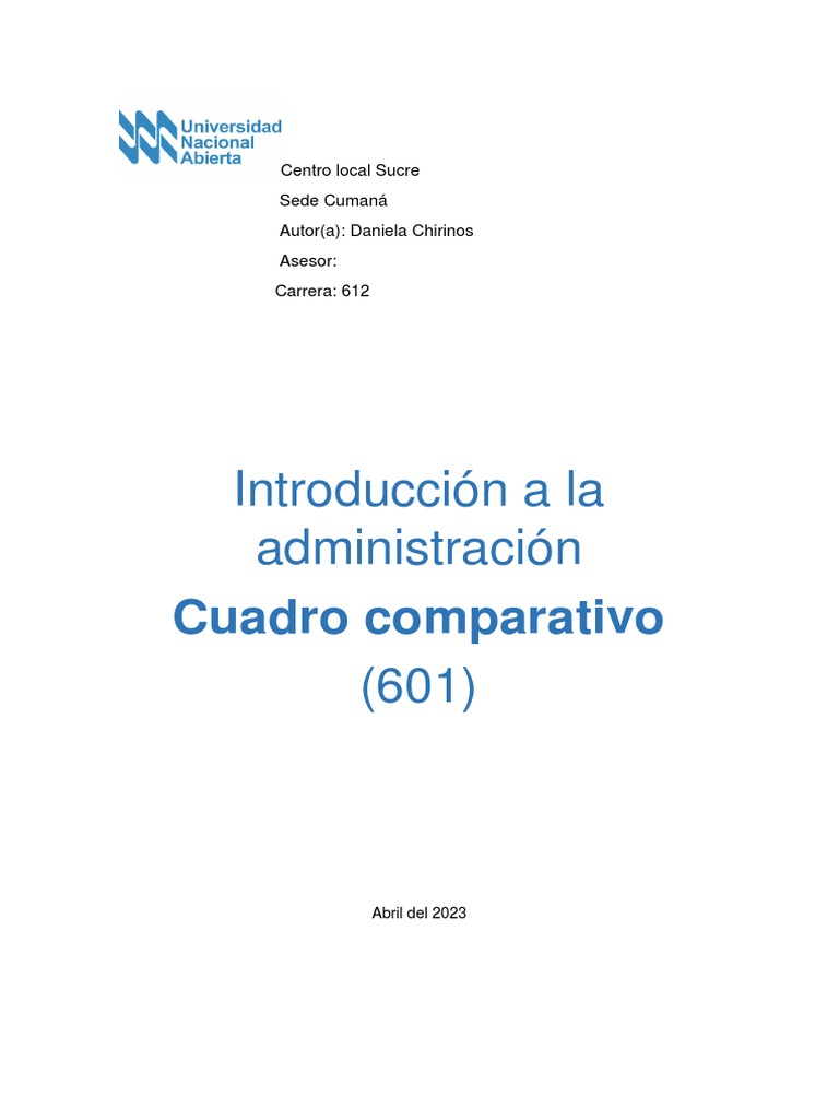 Cuadro Comparativo Intro de Admi DANIELA CHIRINOS 601 | PDF | Comportamiento | Teoría