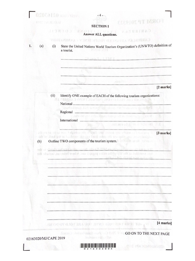 Tourism U1 P2 - 2019 | PDF