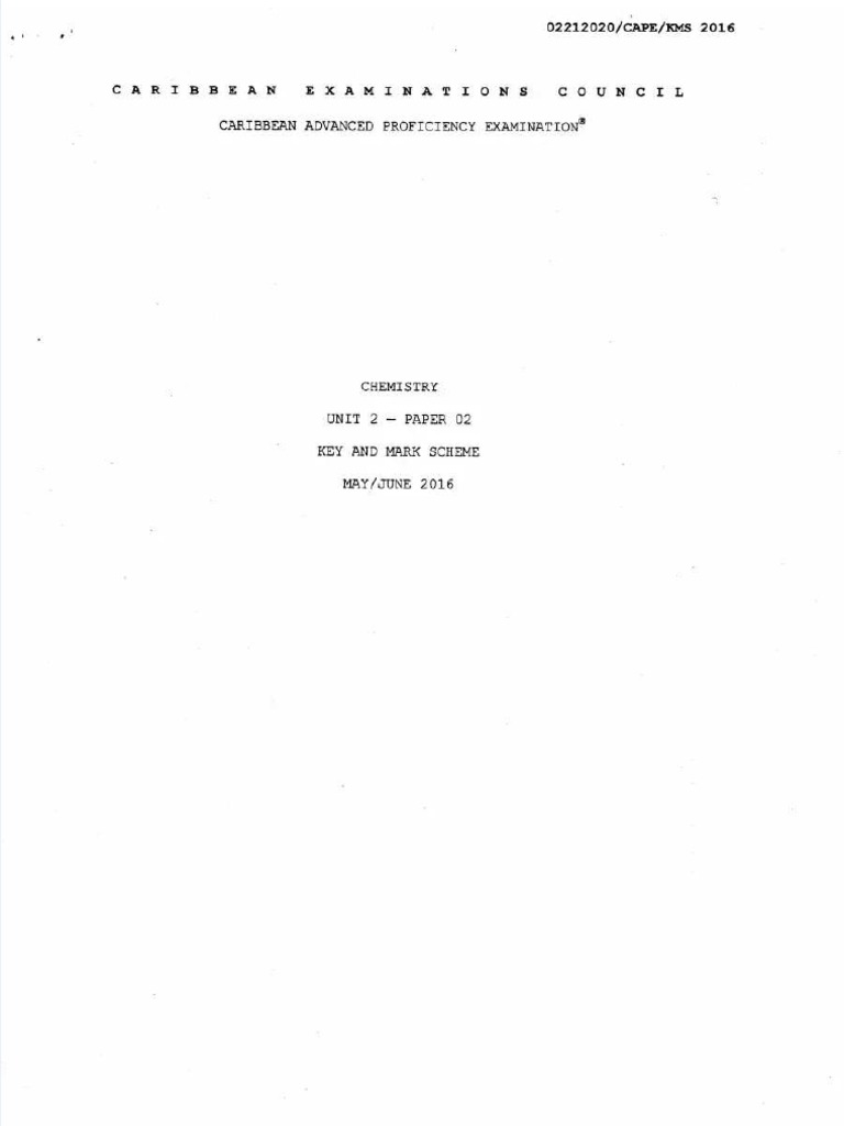 CAPE Chemistry U2 2016 Solutions | PDF