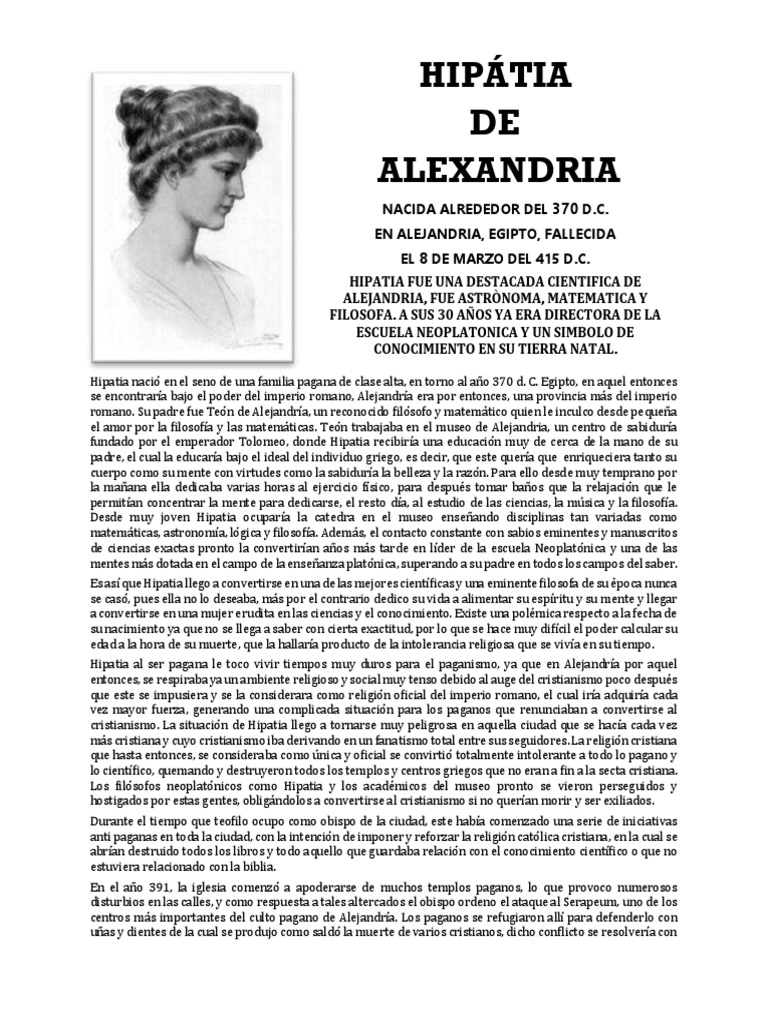 Hipátia de Alexandria 2020 | PDF | Alejandria