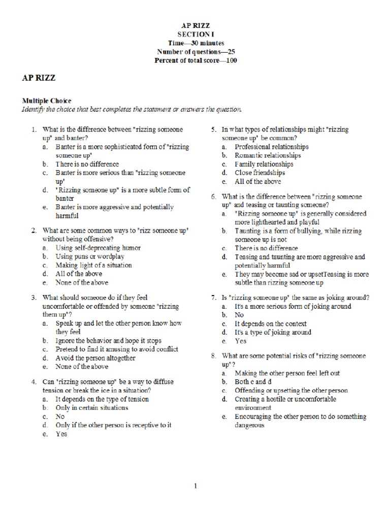 AP Rizz Exam | PDF