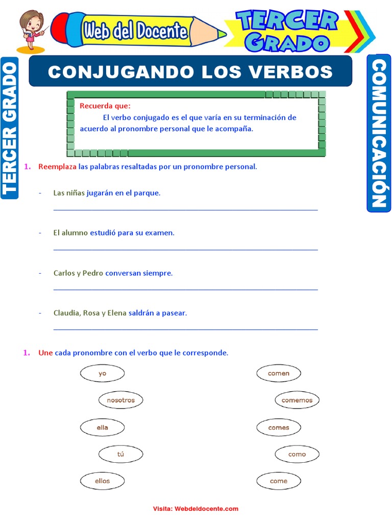Conjugaciones Del Verbo Para Tercer Grado de Primaria | PDF | Verbo ...