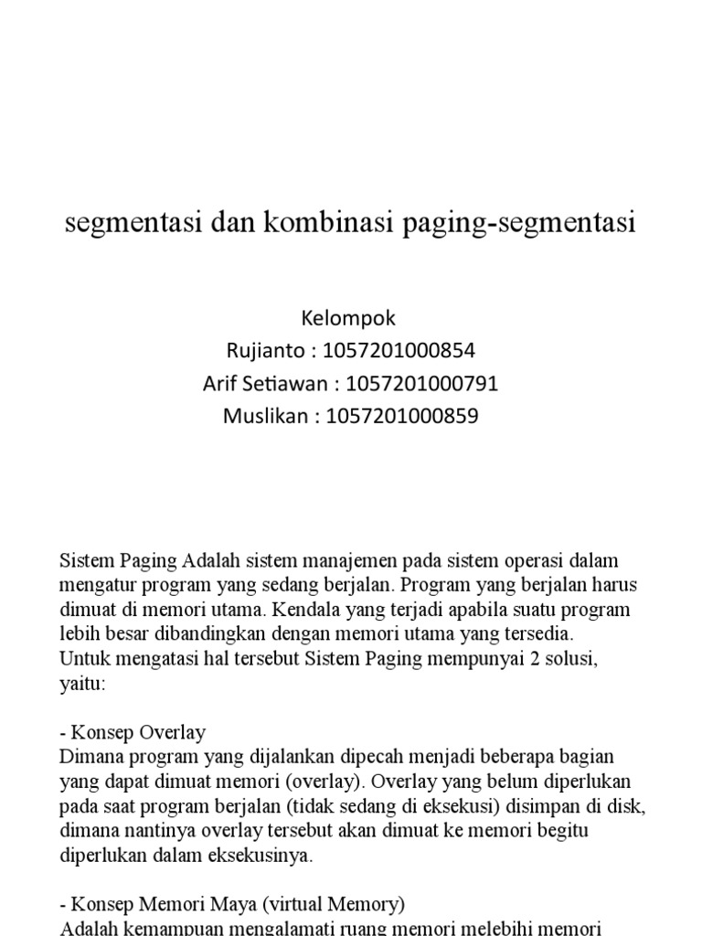 Segmentasi Dan Paging | PDF | Komputer