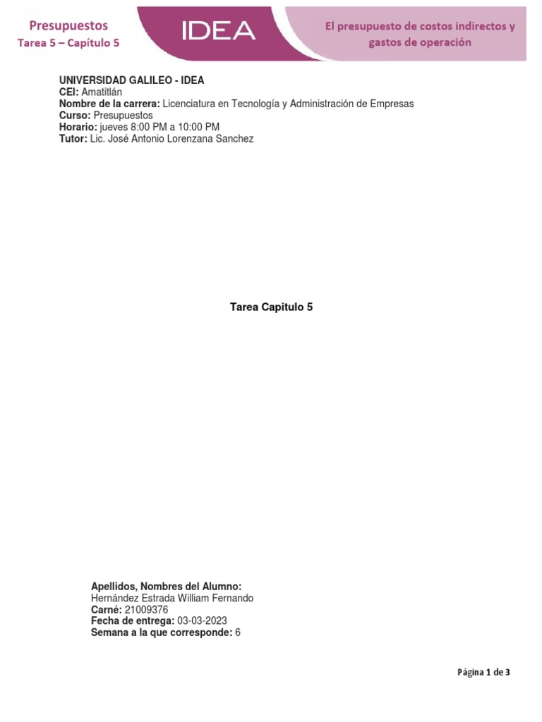 Tarea Capitulo 5 | Descargar gratis PDF | Presupuesto | Sector privado