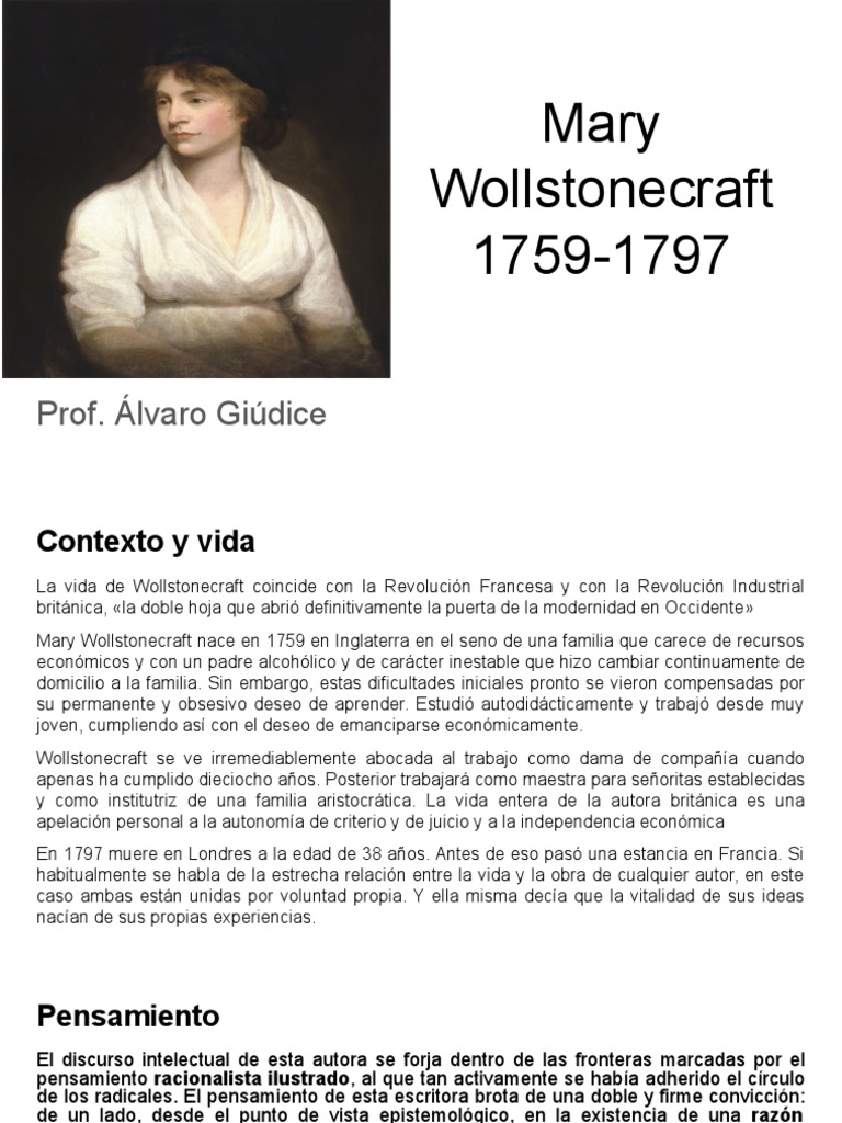 Biografía de Mary Wollstonecraft | PDF | Jean-Jacques Rousseau | Emile ...