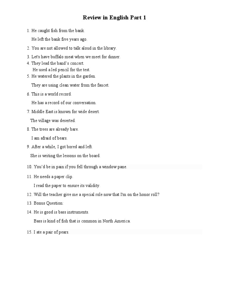 Grade 7 English Review Part 1 | PDF | Language Arts & Discipline