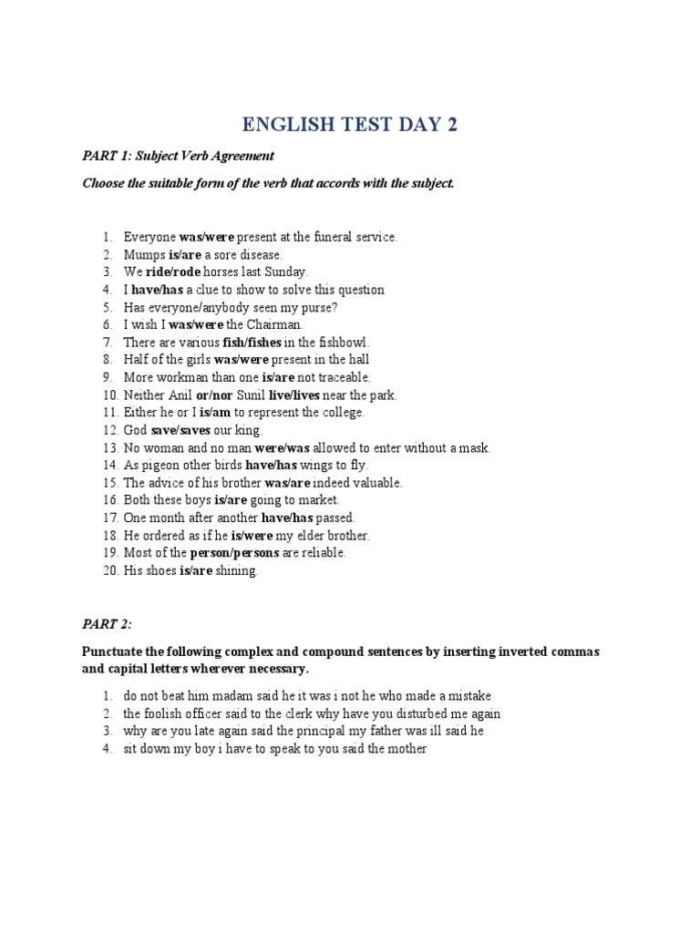 ENGLISH TEST DAY 2 | PDF