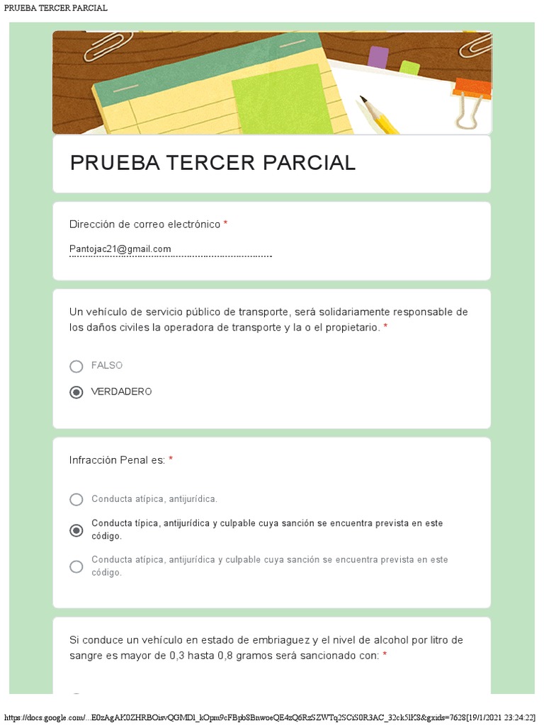 Prueba Tercer Parcial | PDF | Licencia de conducir | Castigos
