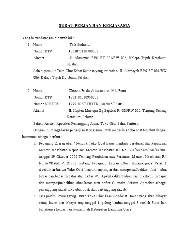 SURAT PERJANJIAN KERJASAMA Revisi | PDF | Gaya Hidup