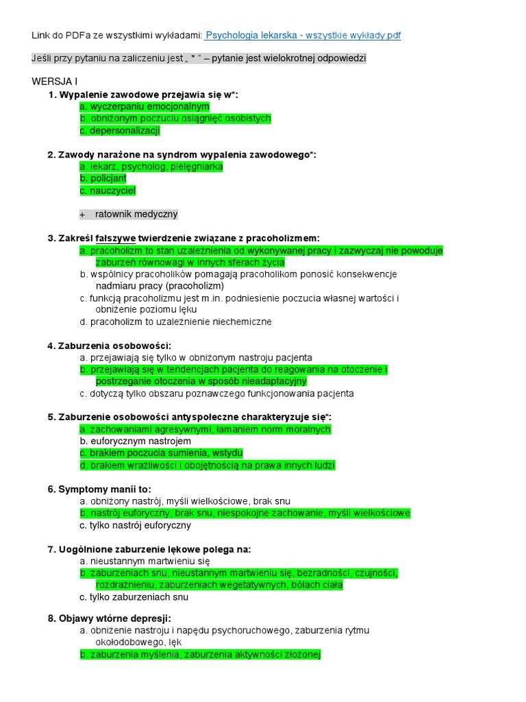 Psychologia Pytania | PDF