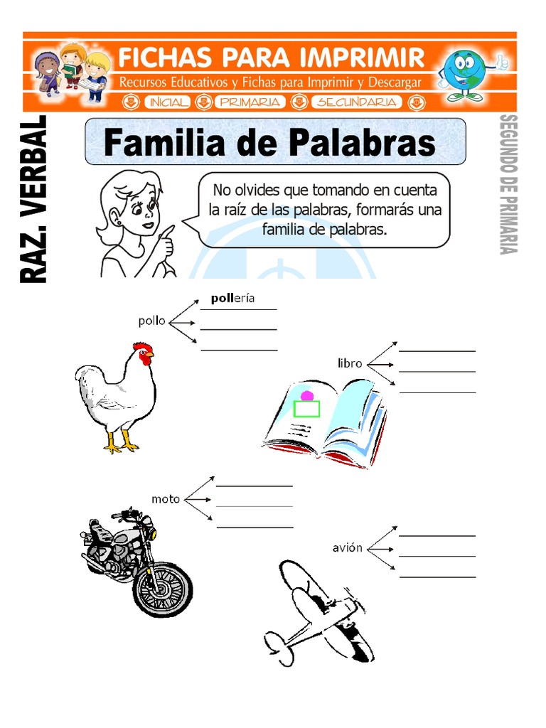 Ficha de Familia de Palabras para Segundo de Primaria | PDF