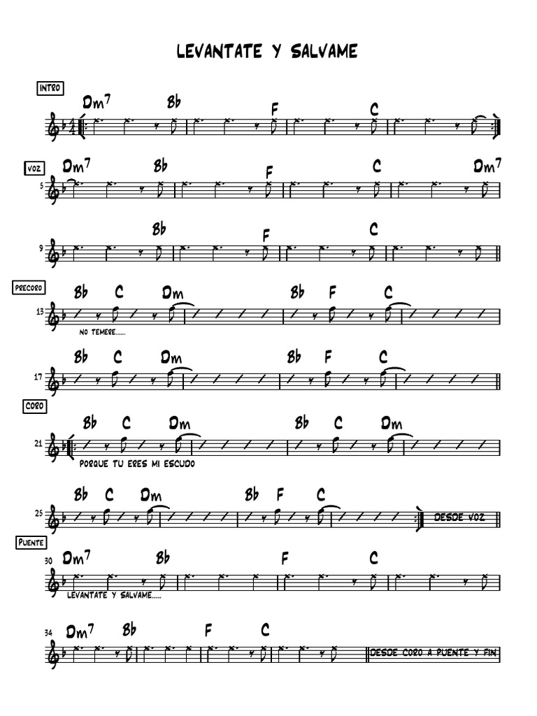 Levantate y Salvame en Dm7 - Partitura Completa | PDF
