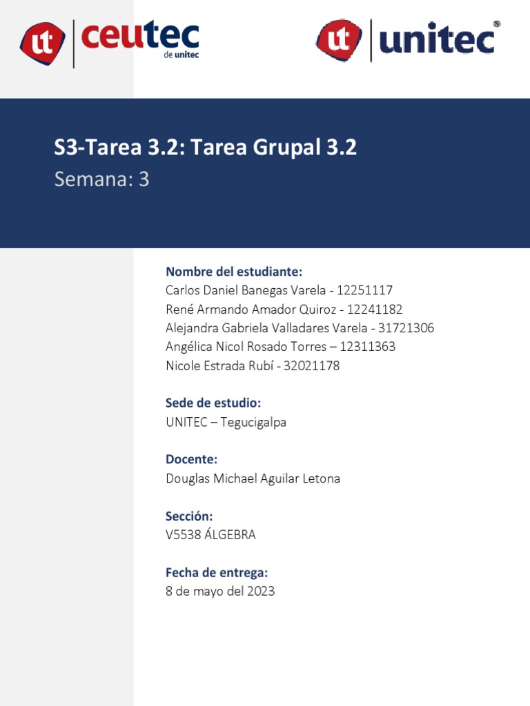 S3-Tarea 3.2 Función Cuadrática y Comportamiento de Funciones (Grupo 4) | PDF