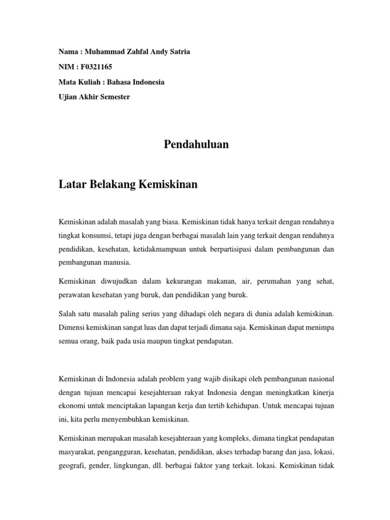 F0321165 - Muhammad Zahfal Andy Satria BHS INDO UAS | PDF