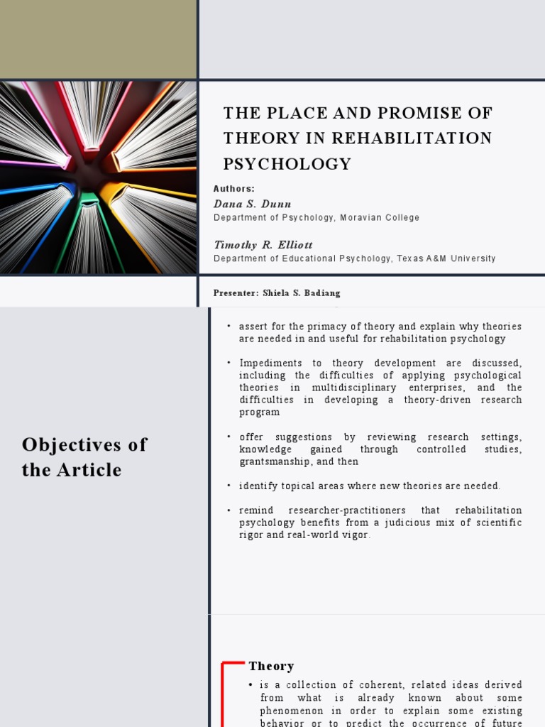 The Place and Promise of Theory in Rehabilitation | PDF | Psychology ...