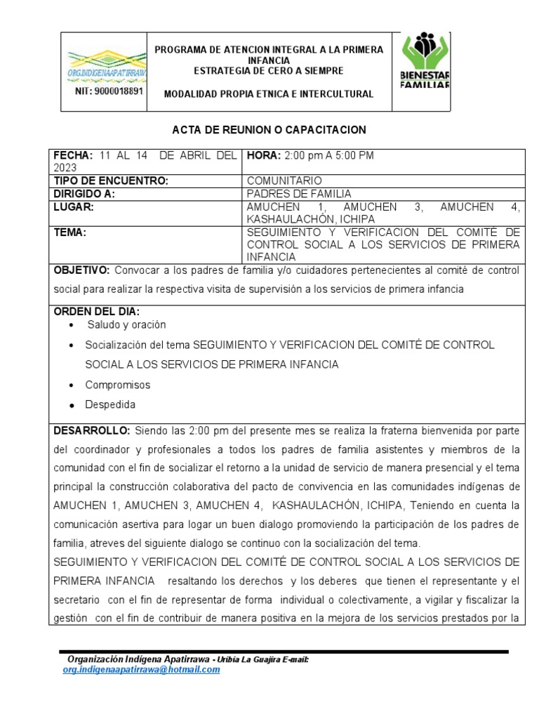 Acta de Control Social | PDF