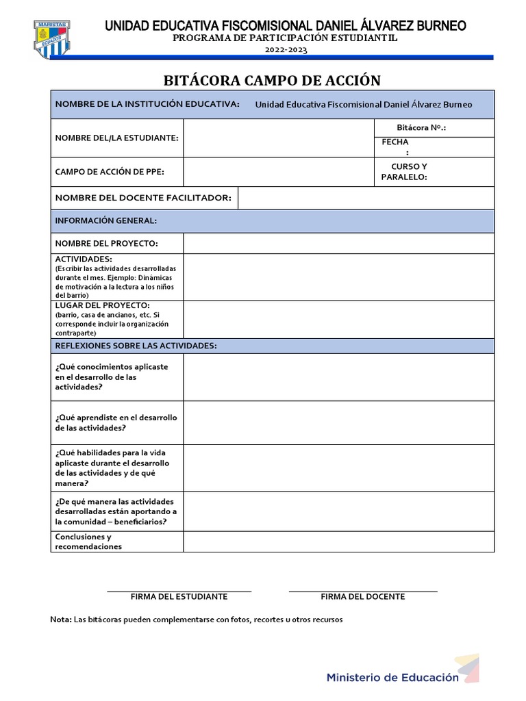 Bitácora Campo de Acción (2) | PDF
