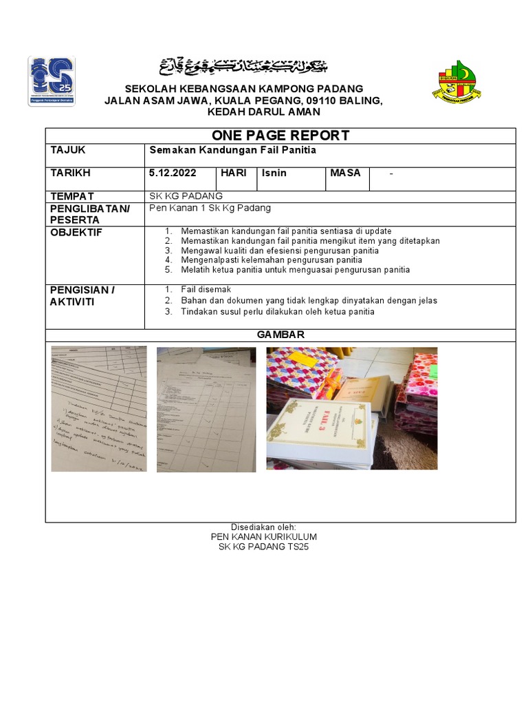 ONE PAGE REPORT & ONE PAGE COACHING PK1 | PDF