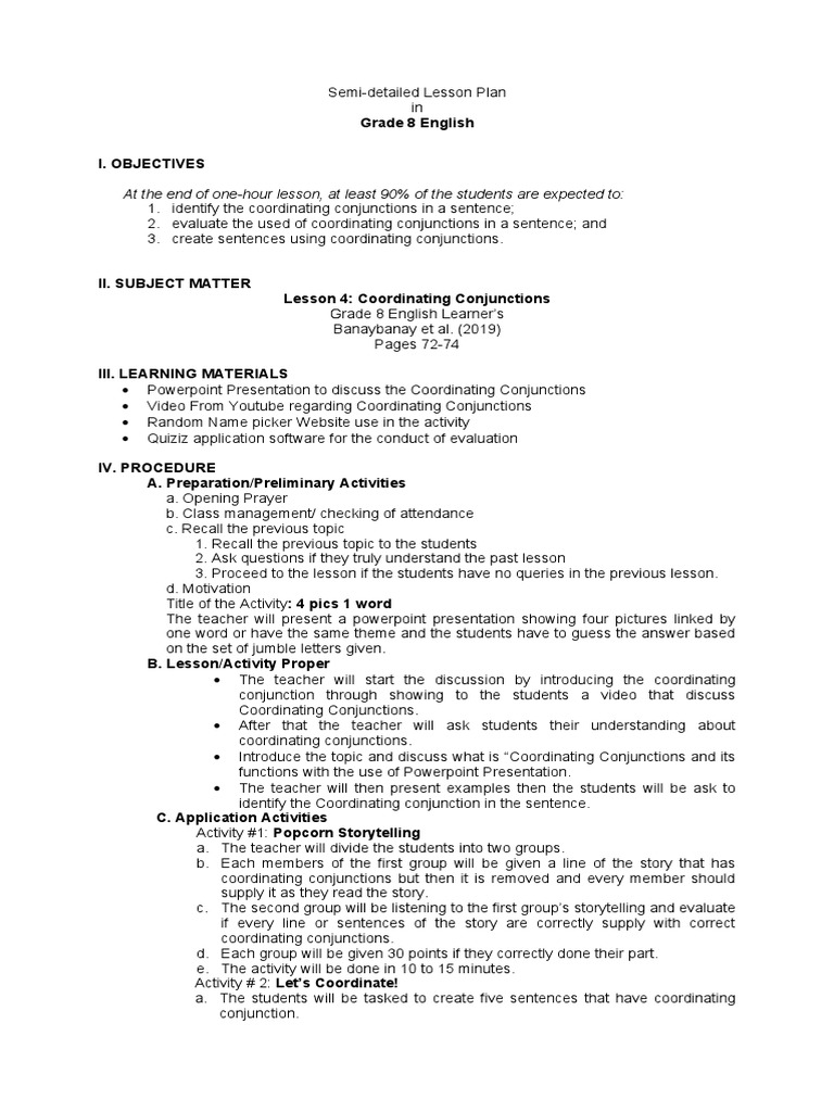 Z-Template - Semi-Detailed Lesson Plan Format | PDF | Lesson Plan ...