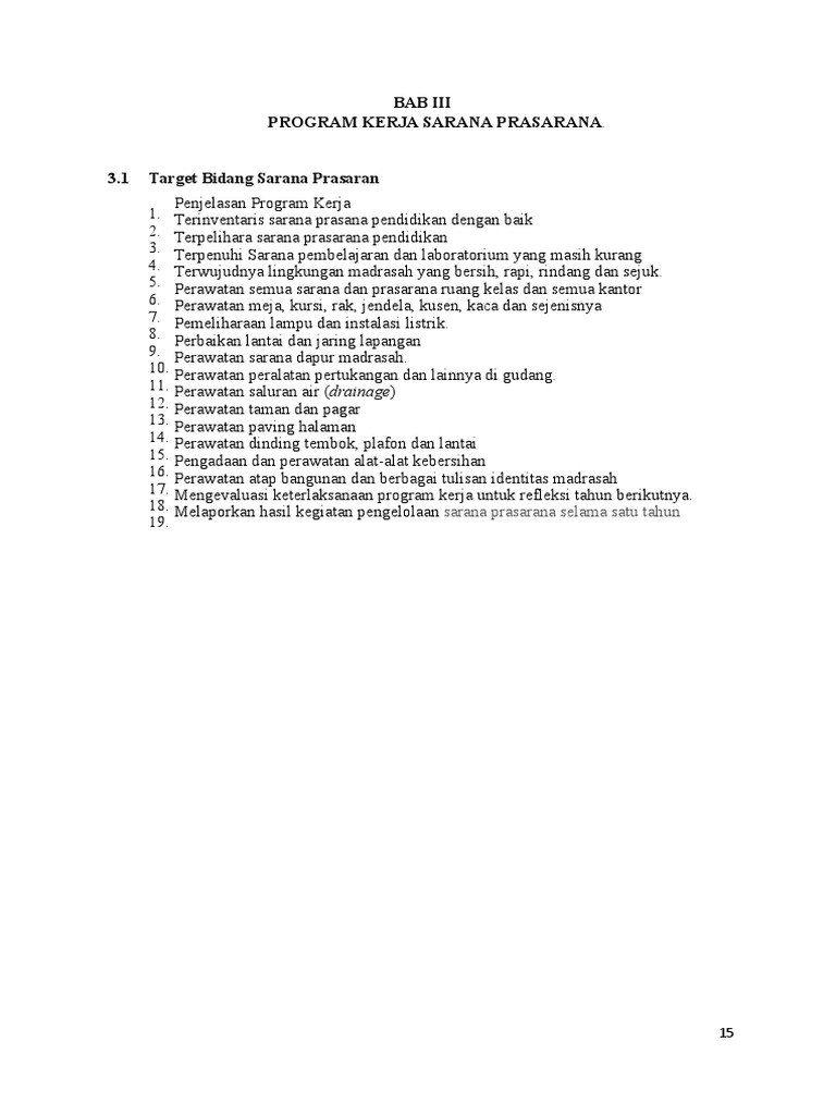 Program Kerja Waka Sarpras - S | PDF