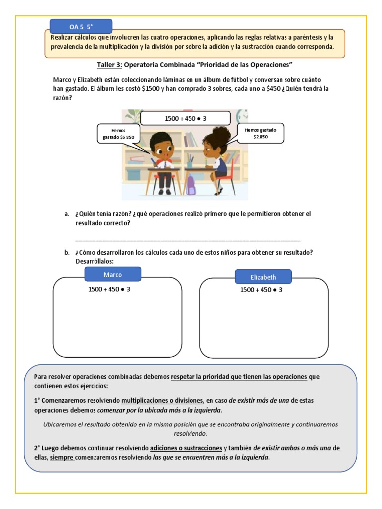 5° - OA5 - Prioridad de Las Operaciones | PDF