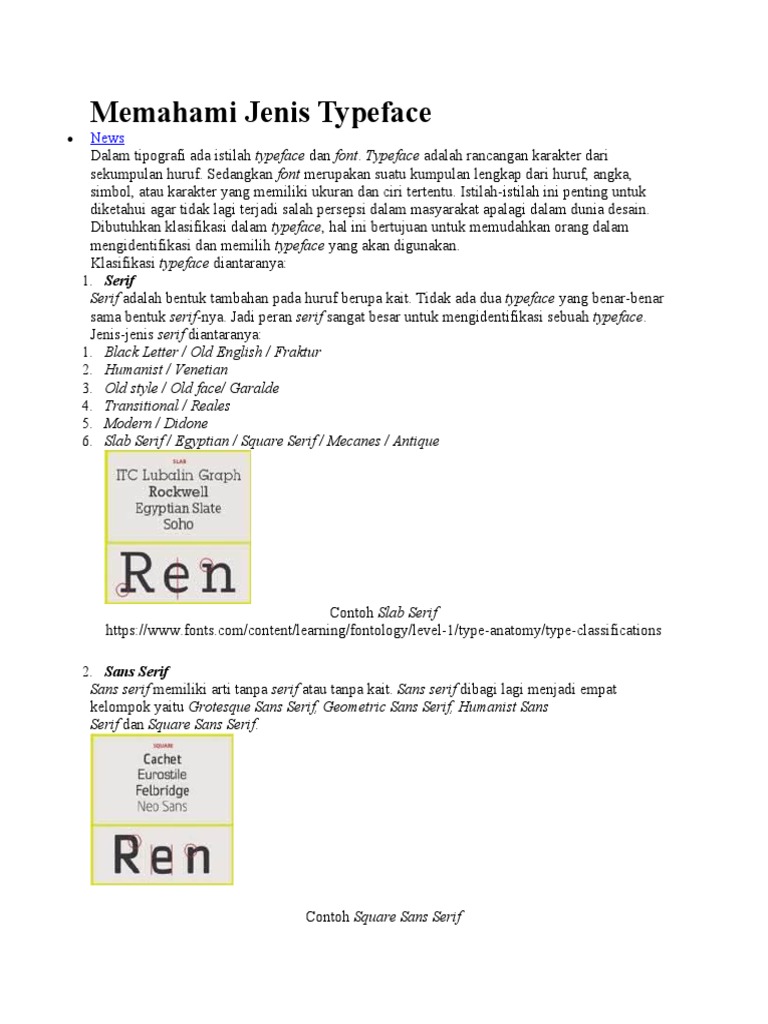 Memahami Jenis Typeface | PDF | Seni & Disiplin Bahasa