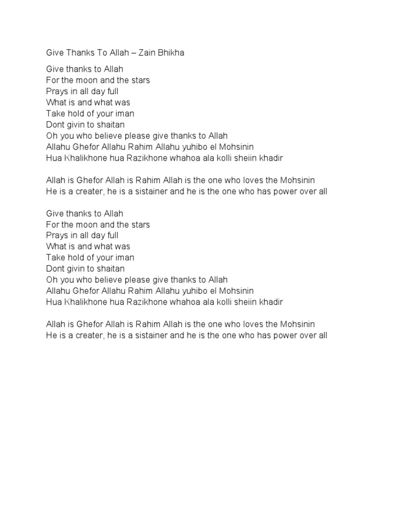 Give Thanks To Allah | PDF