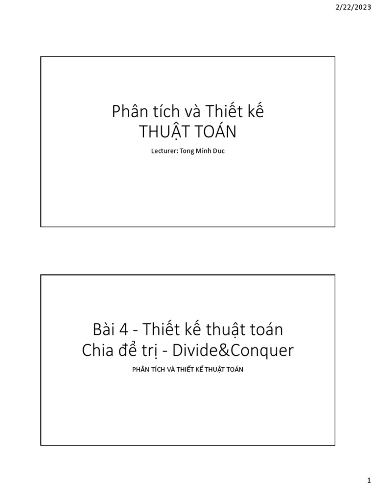 Lecture 04 Divide And Conquer Part 1 Pdf