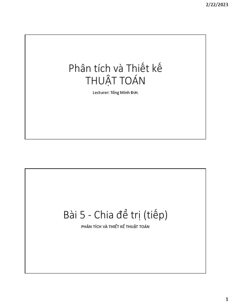 Lecture 05 - Divide and Conquer - Part 2 | PDF Lecture 05 - Divide and Conquer - Part 2 | PDF
