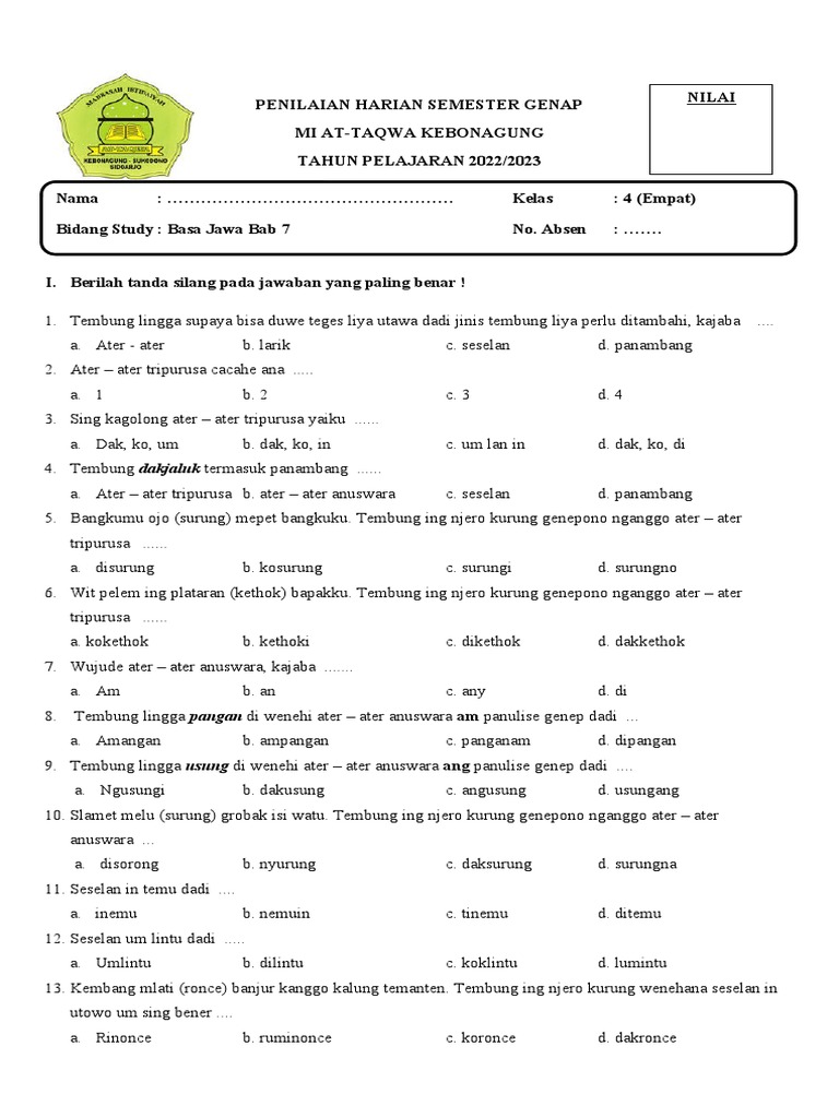 Contoh Ater-Ater Tripurusa Jawa | PDF
