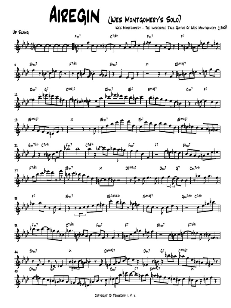 Wes Montgomery - Airegin (Solo) | PDF | le jazz