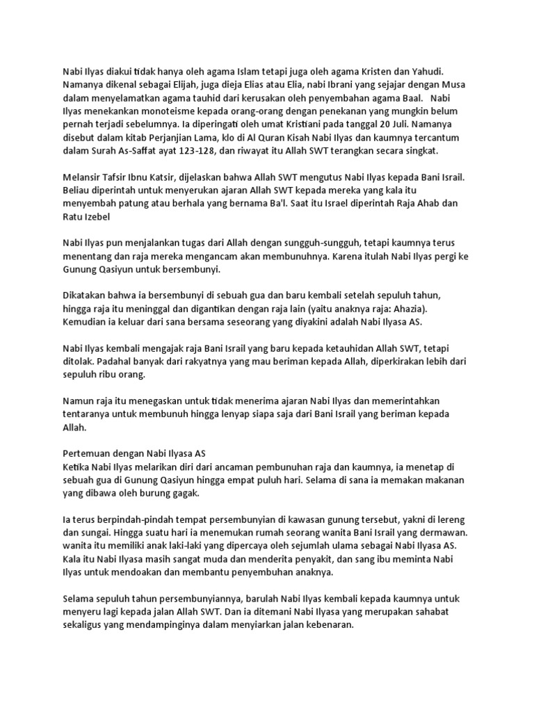Nabi Ilyas | PDF | Agama & Spiritualitas