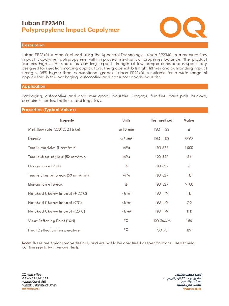 Oq TDS Ep2340l | PDF | Strength Of Materials | Materials
