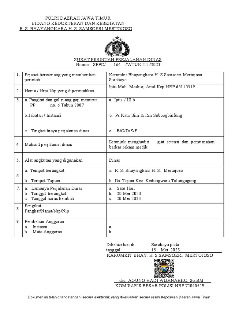 SPPD Maskur (Pemusnahan Berkas RM) | PDF